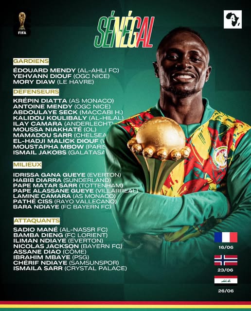 Sadio Mané au Mondial 2026 en Amérique